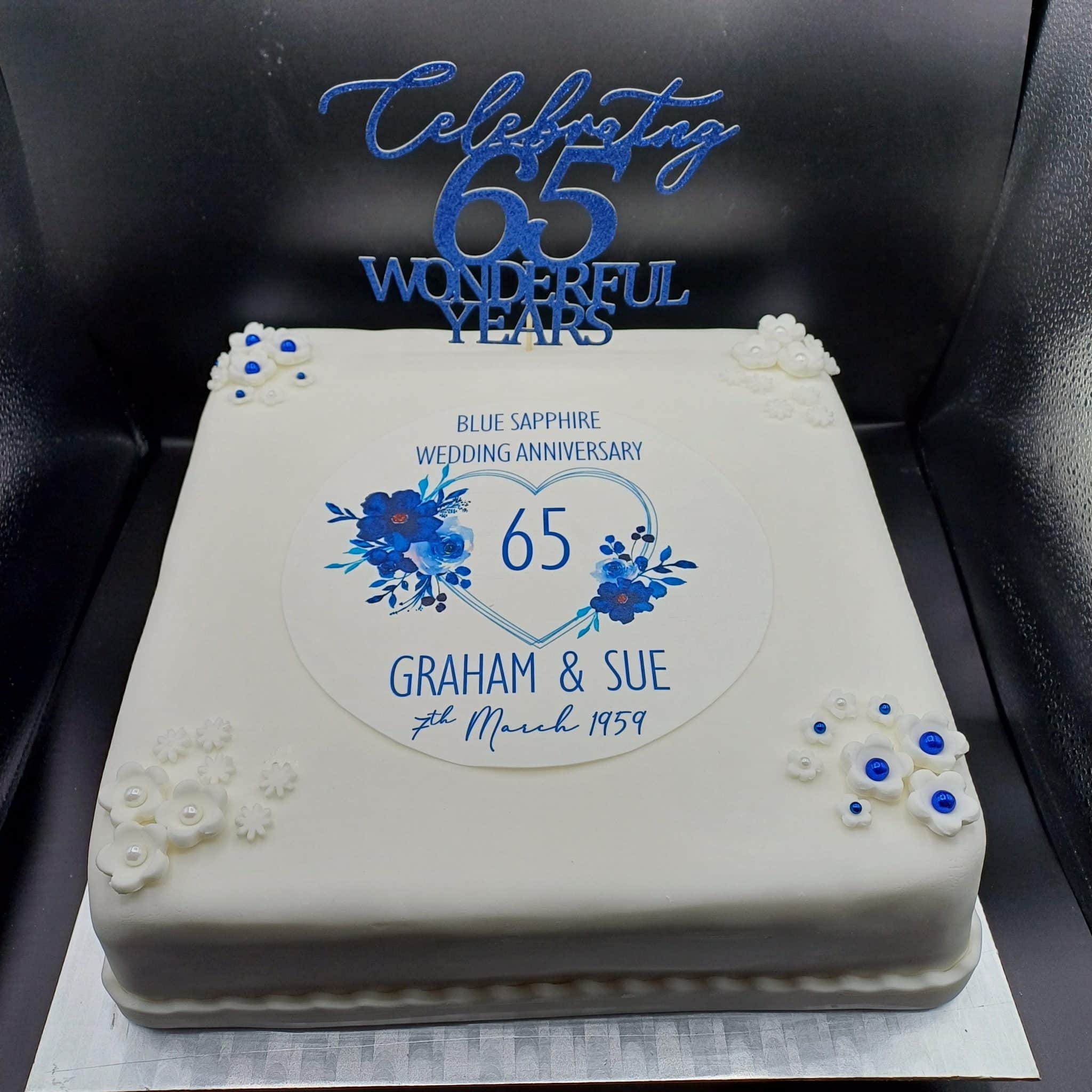 Anniversary Cake - 65th Sapphire Anniversary Cake - Cakes and Balloons ...